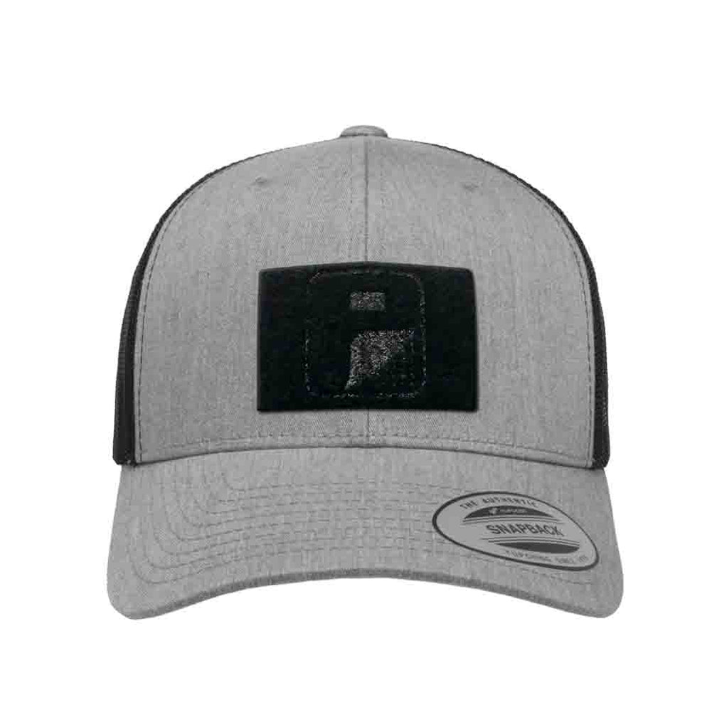 Trucker Curved Bill Snapback Hat by Pull Patch (Heather/Black) — Pull Patch - Removable Patches ...