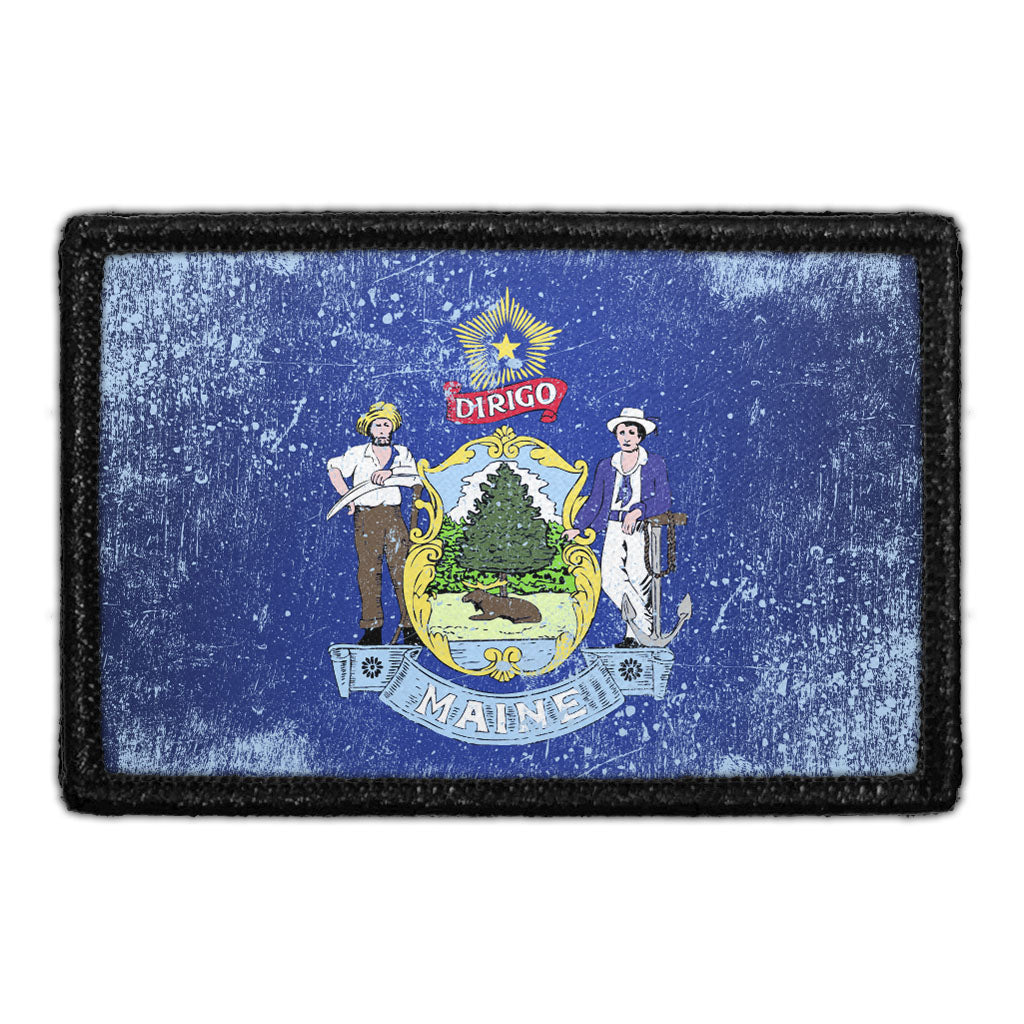 Maine State Flag - Color - Distressed - Removable Patch — Pull Patch ...