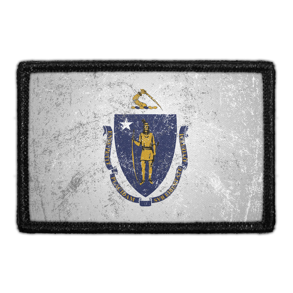 Massachusetts State Flag - Color - Distressed - Removable Patch — Pull ...