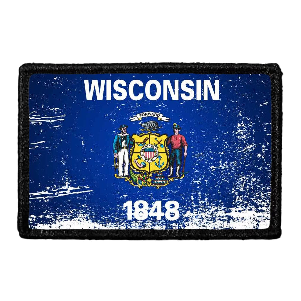 Wisconsin State Flag - Color - Distressed - Removable Patch — Pull ...