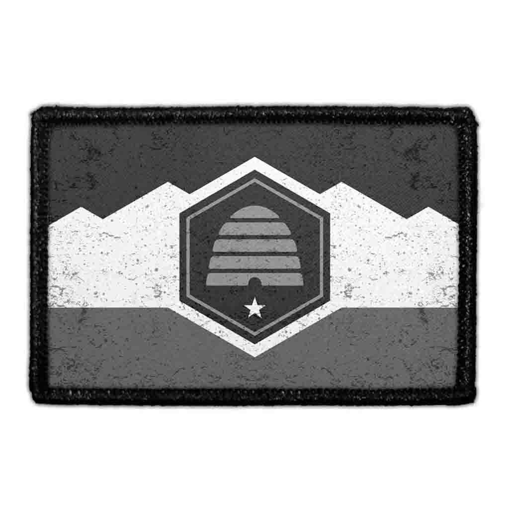 Utah State Flag - Black and White - Distressed - Removable Patch — Pull ...