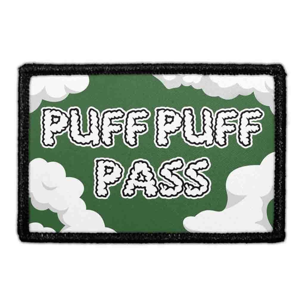 PUFF PUFF PASS - Removable Patch | Hook & Loop Funny Weed Design — Pull ...