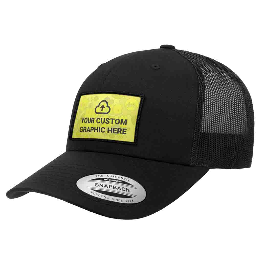 Bundle: Custom Graphic + Curved Bill Trucker Hat (Black) — Pull Patch - Removable Patches That ...
