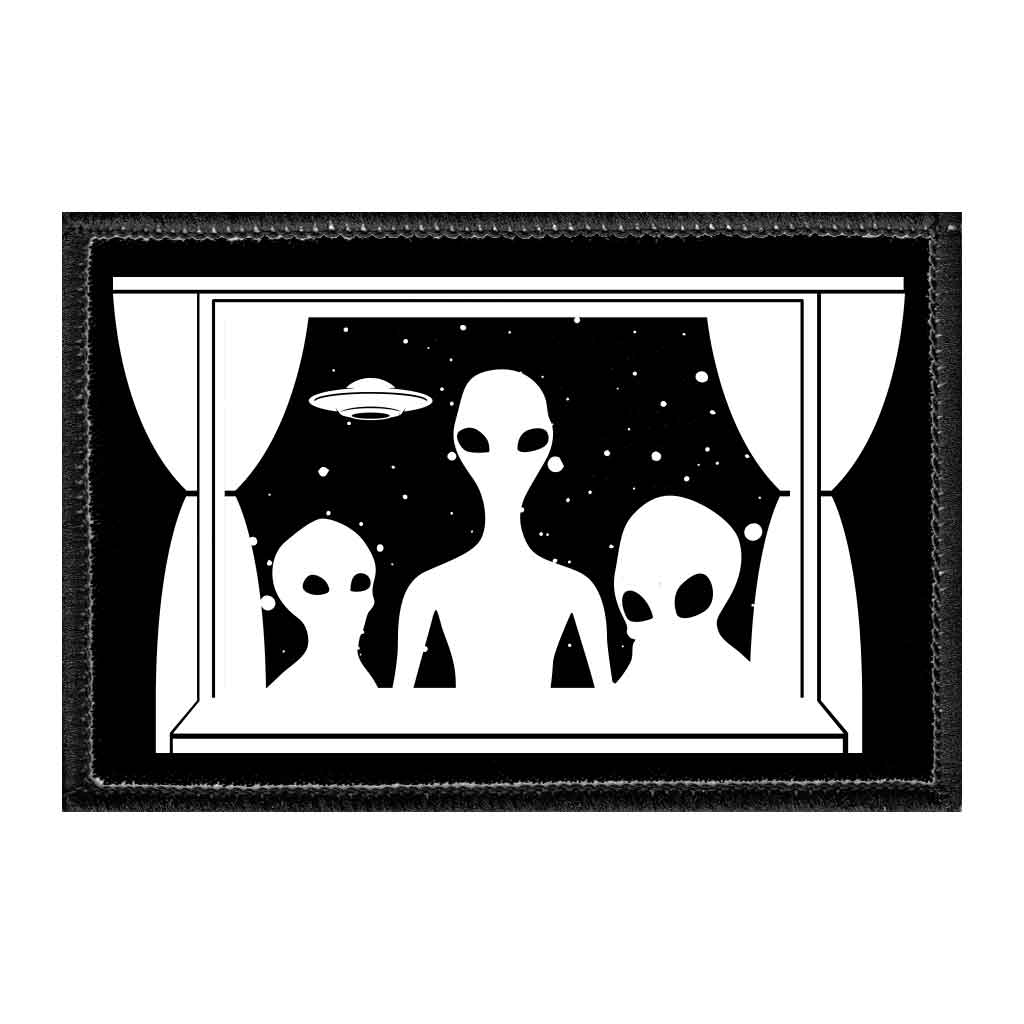 Aliens Peeking On Window - Removable Patch — Pull Patch - Removable ...