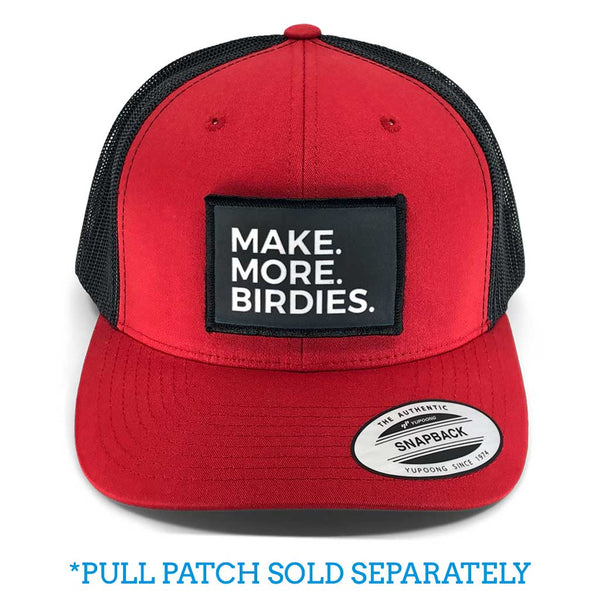 Retro Trucker 2-Tone Pull Patch Hat By Snapback - Red and Black - Pull Patch - Removable Patches ...
