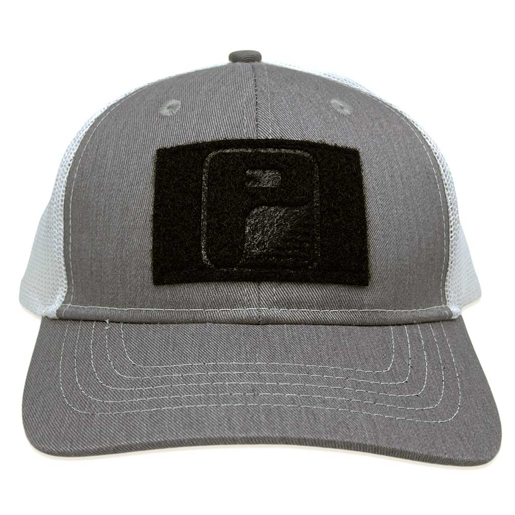 Youth - Heather And White - Curved Bill Trucker Pull Patch Hat - Pull Patch - Removable Patches ...
