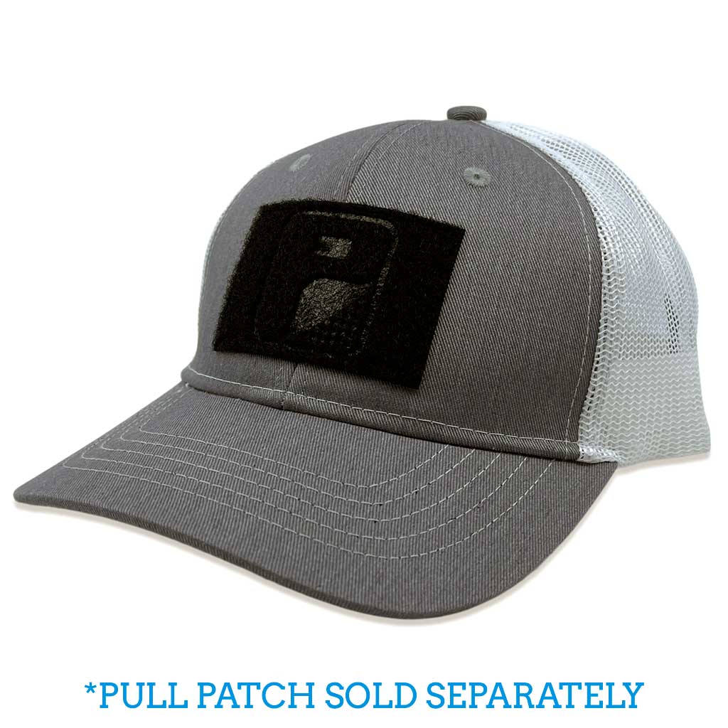 Youth - Heather And White - Curved Bill Trucker Pull Patch Hat - Pull Patch - Removable Patches ...